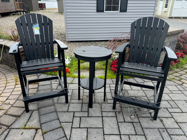 COMFO BACK BAR HEIGHT ROUND END TABLE SET- BLACK – Garden Time